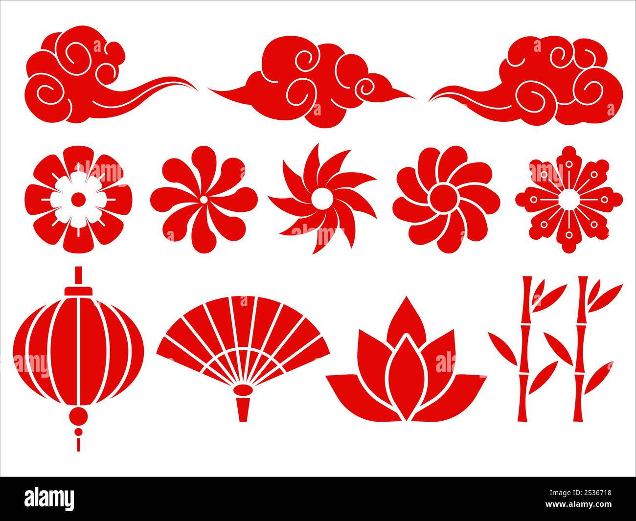 Chinese fan set color Stock Vector Images - Alamy