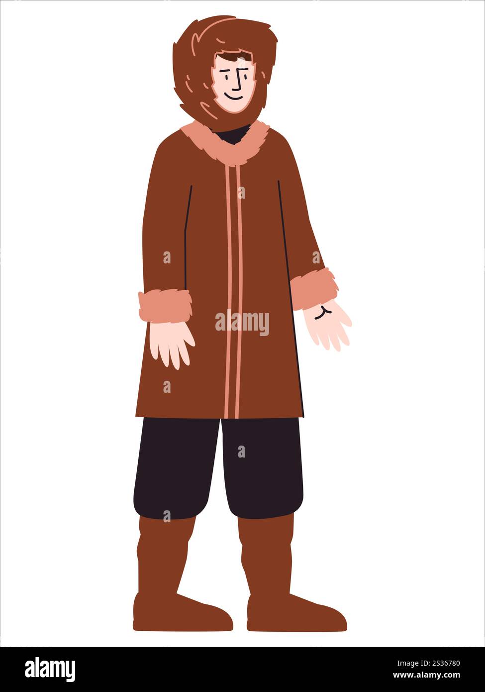 Inupiat man wearing warm clothes Amauti parka attire Inuit people ...