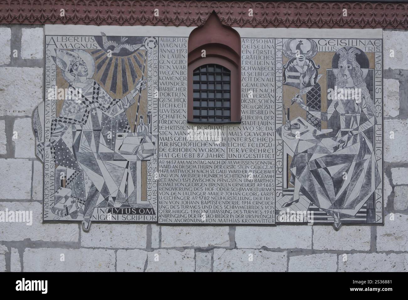 Historical mural with Albertus Magnus, Albert of Cologne and Countess ...