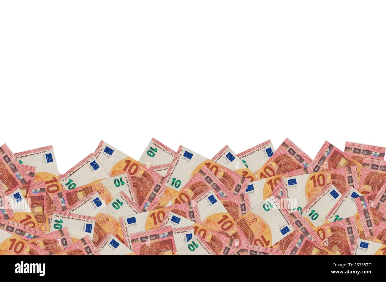 Pattern part of 10 euro banknote close-up with small red details ...