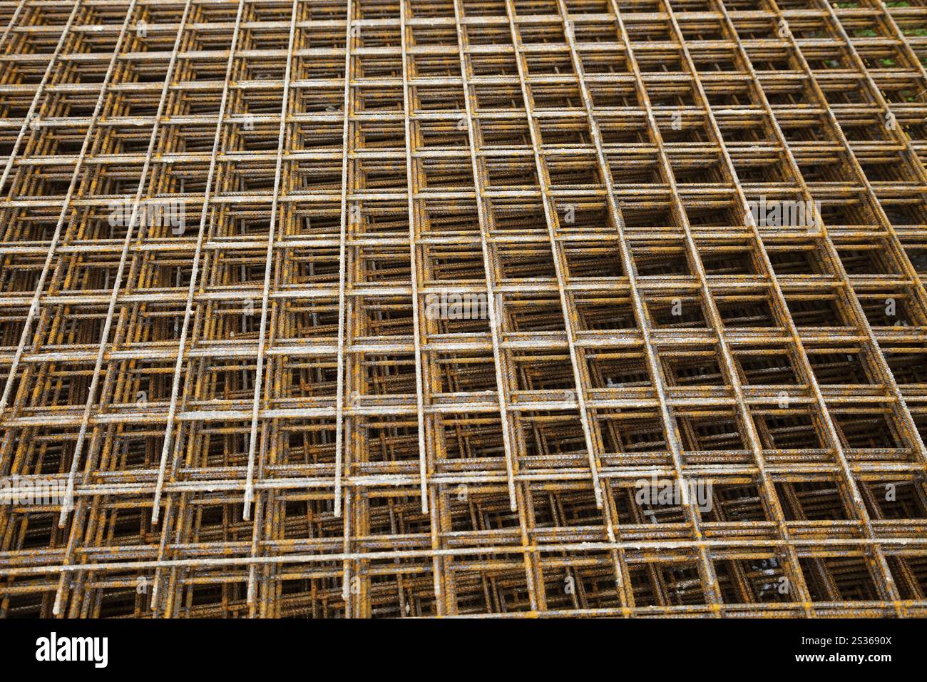 On a construction site there are steel grids to reinforce the Benton ...