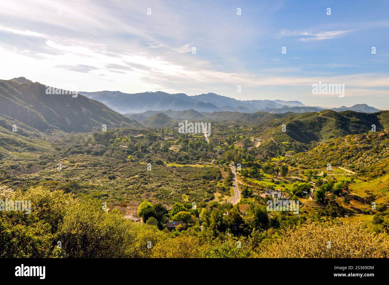Landscape of the valley and hills of Topanga canyon near Malibu and Los ...
