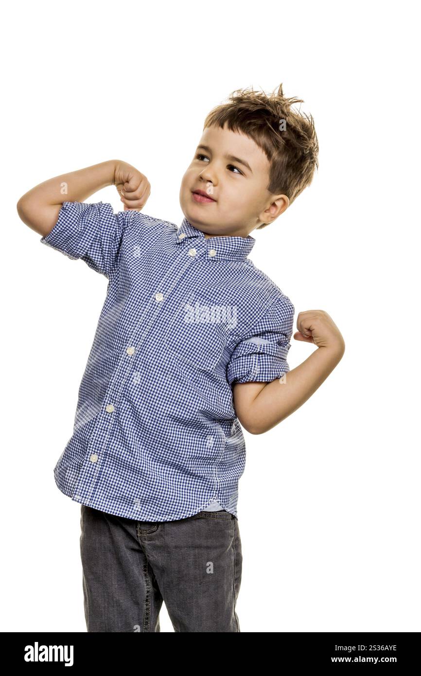 Little boy in pose, symbol of childhood, self-confidence, cleverness ...
