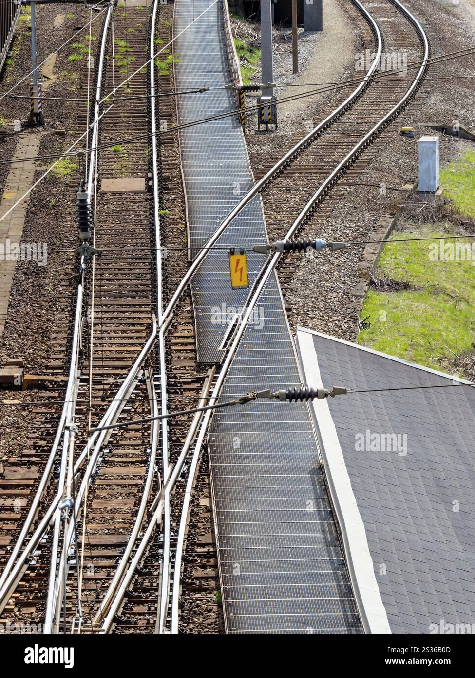 Switch on the rails of a railway. Symbolic photo for decision ...