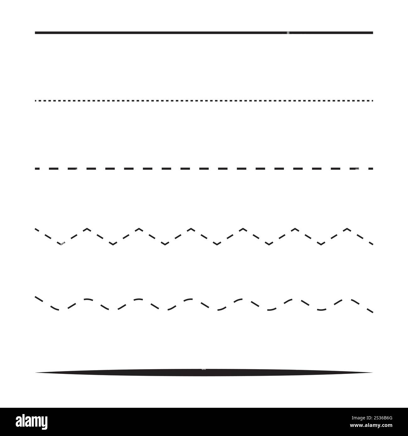 Line vector set. Dashed and solid lines. Minimalist black shapes ...