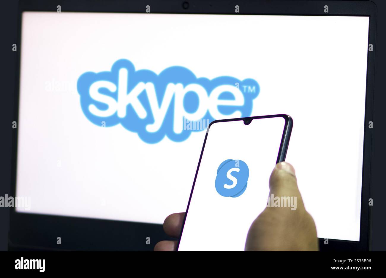 Skype Mobile Logo on smartphone Stock Photo - Alamy