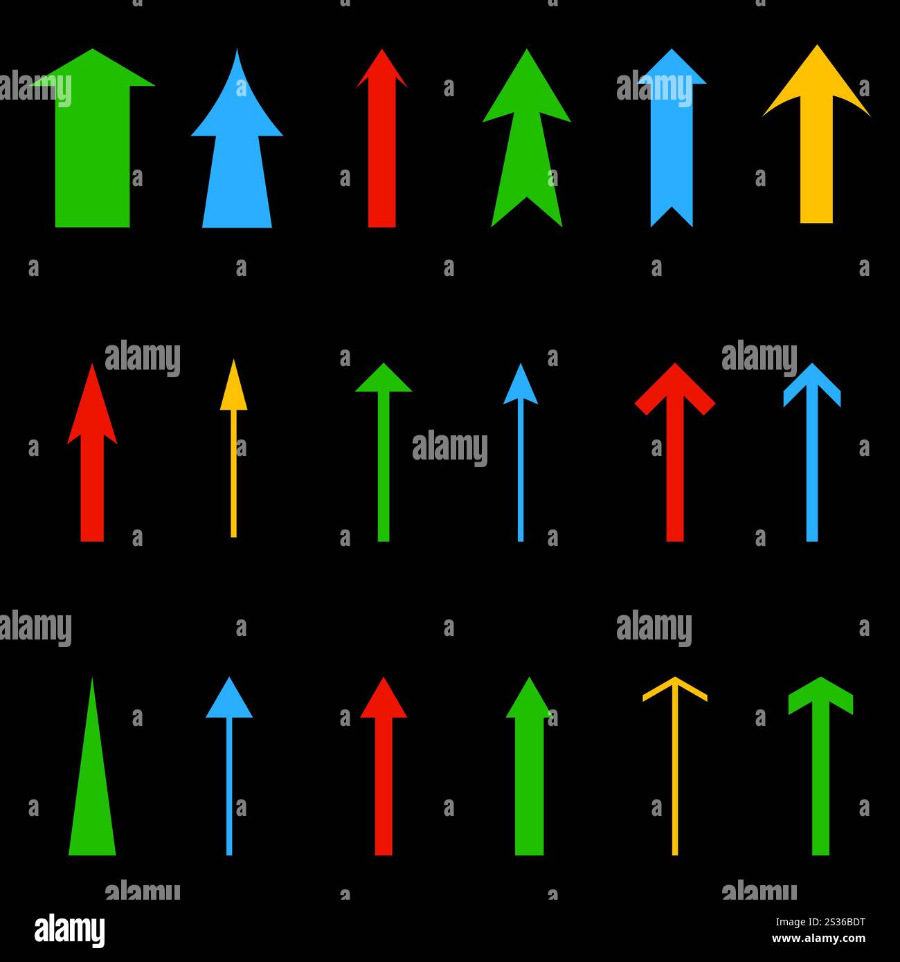 Colorful arrows icon. Multicolor directional shapes. Bright vector pointers. Navigation symbol ...