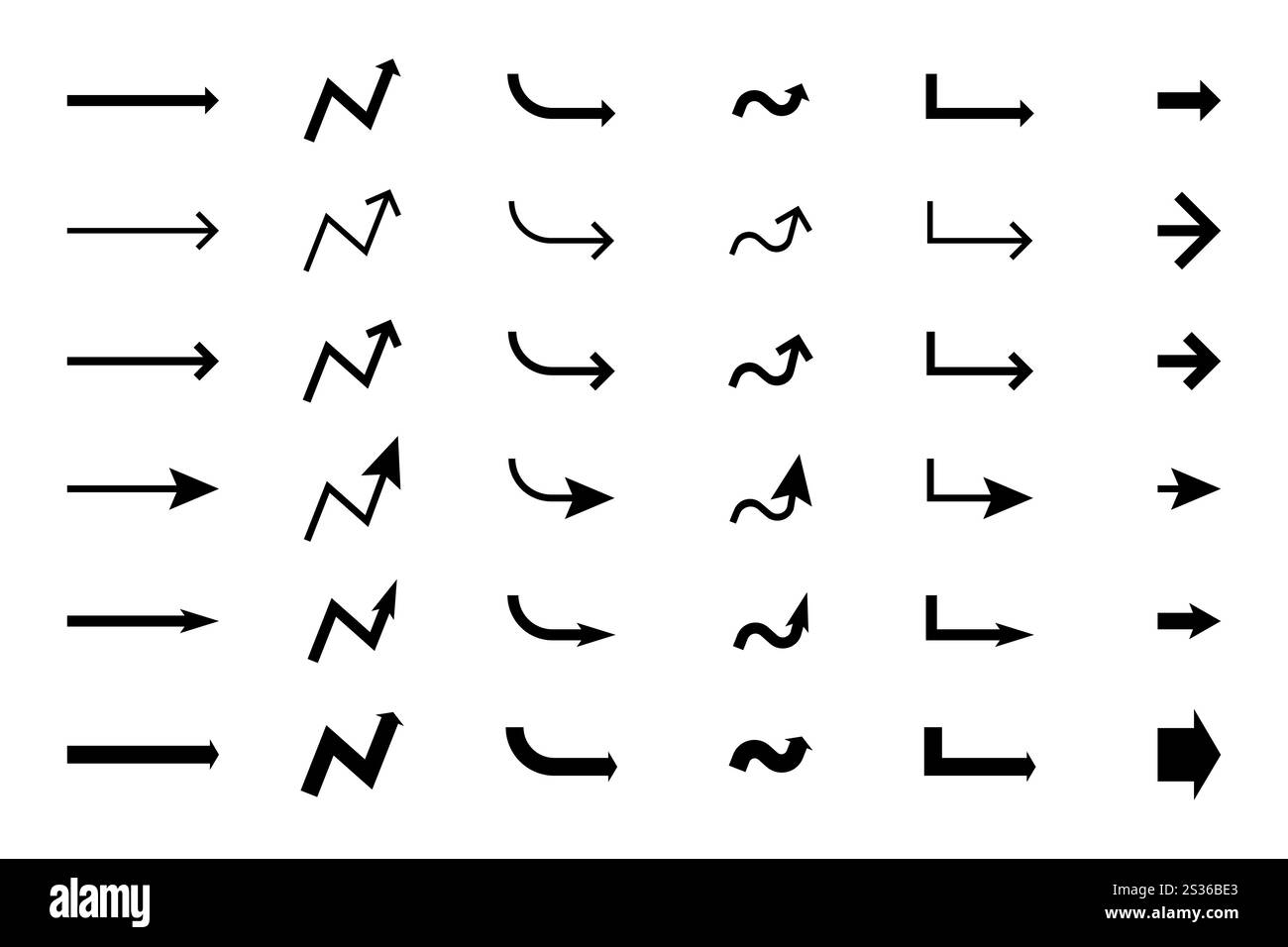 Arrow collection icon. Black directional arrows. Minimal shapes vector. Navigation pointer set ...