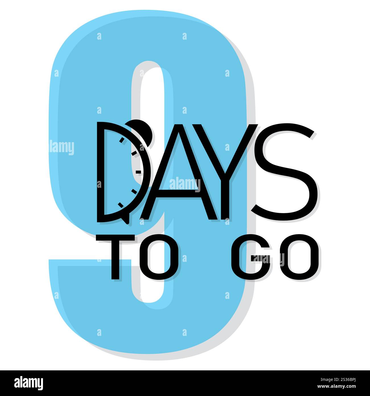 Countdown number nine. Bold 9 days text. Event countdown vector. Light blue focus Stock Vector ...