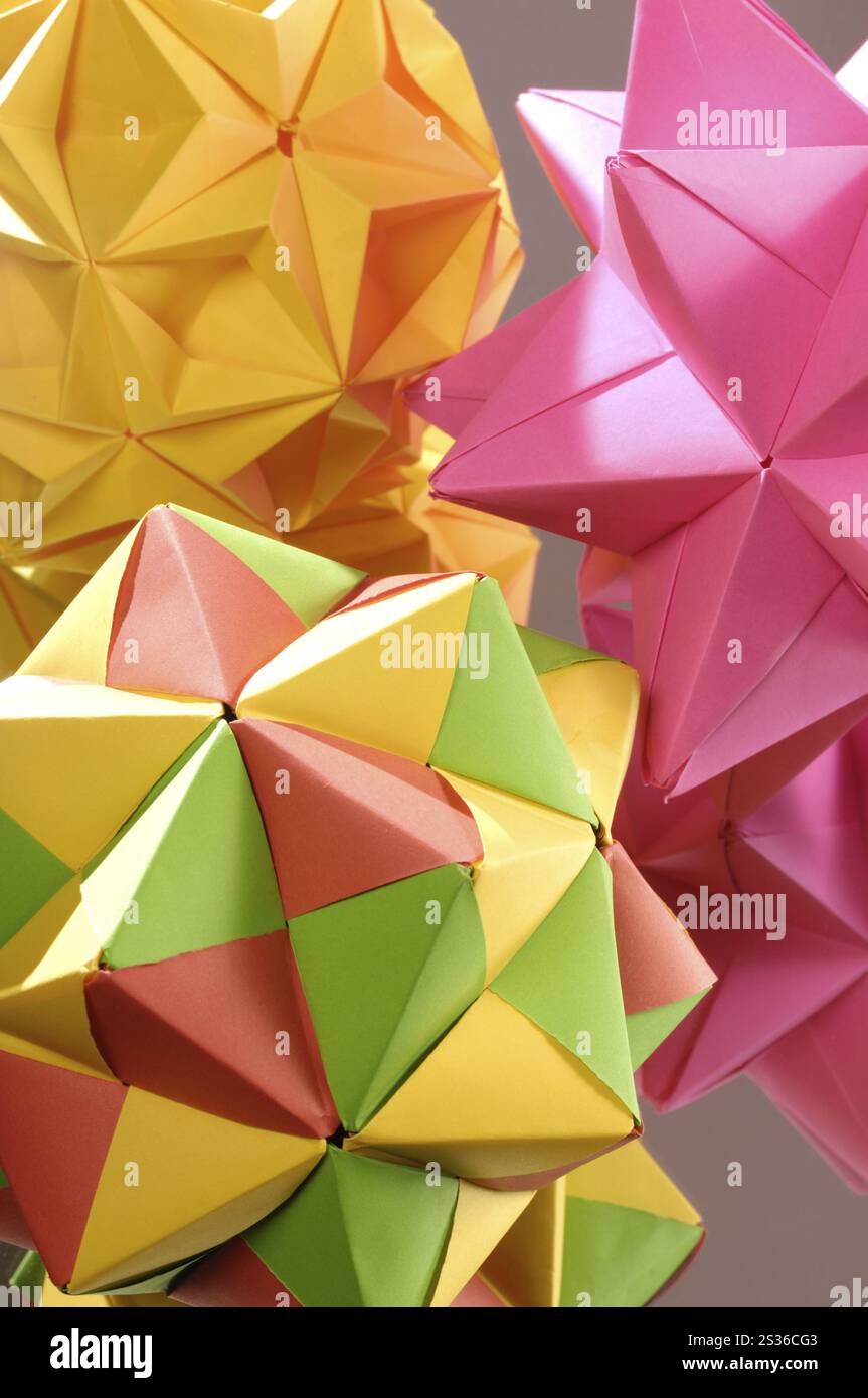 Colorful abstract Origami polyhedron figures Stock Photo - Alamy