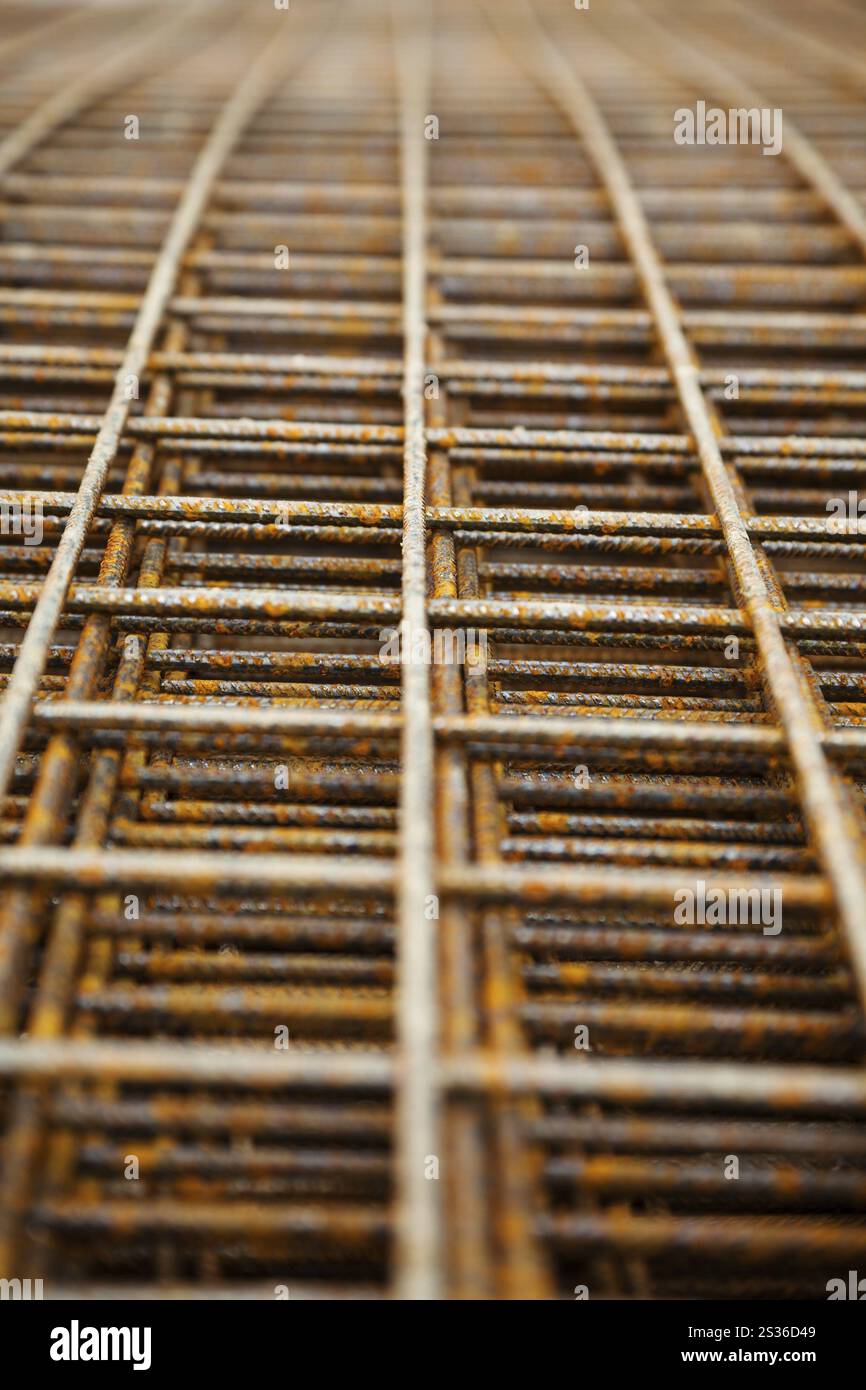 On a construction site there are steel grids to reinforce the Benton ...