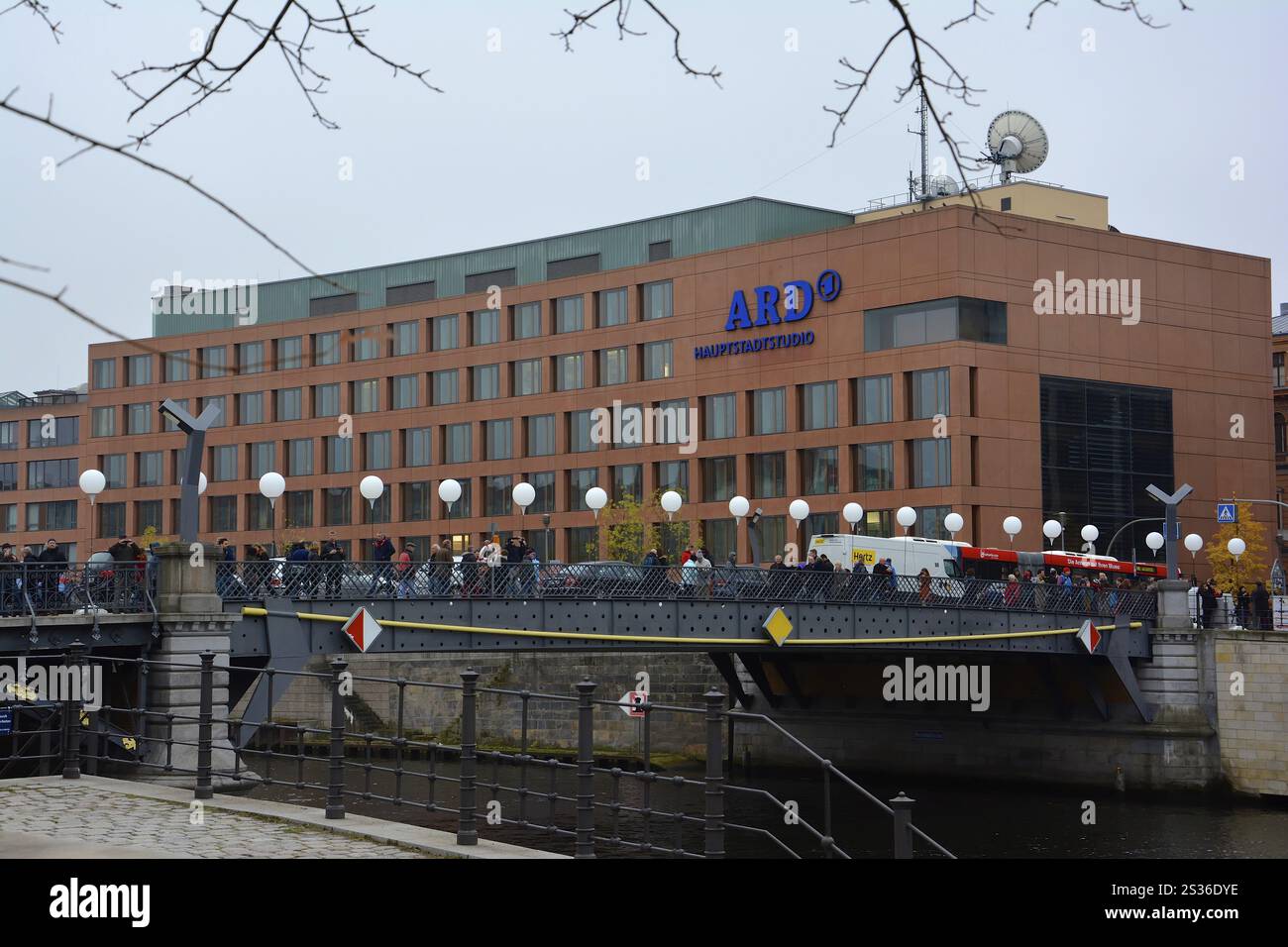 ARD Capital City Studio with light balloons of the former Wall Stock ...