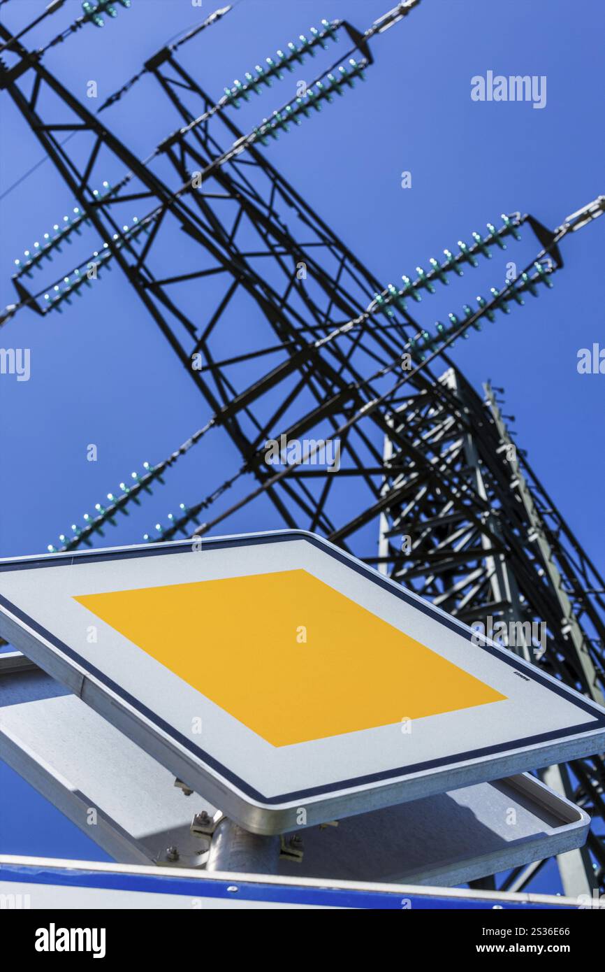Power line pylons. High-voltage pylons for electric current Stock Photo ...