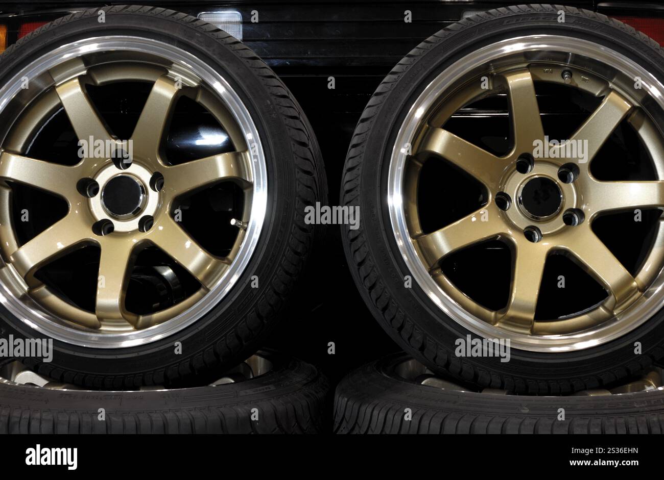 Custom light alloy wheels with low profile tires Stock Photo - Alamy