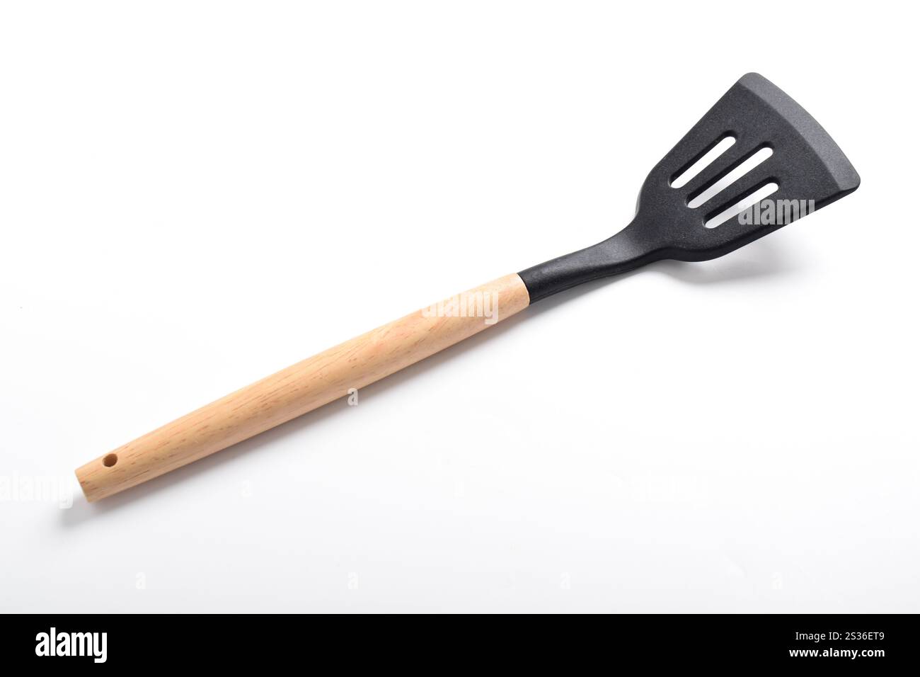 Kitchen spatula on isolated white background. Black silicone spatula ...