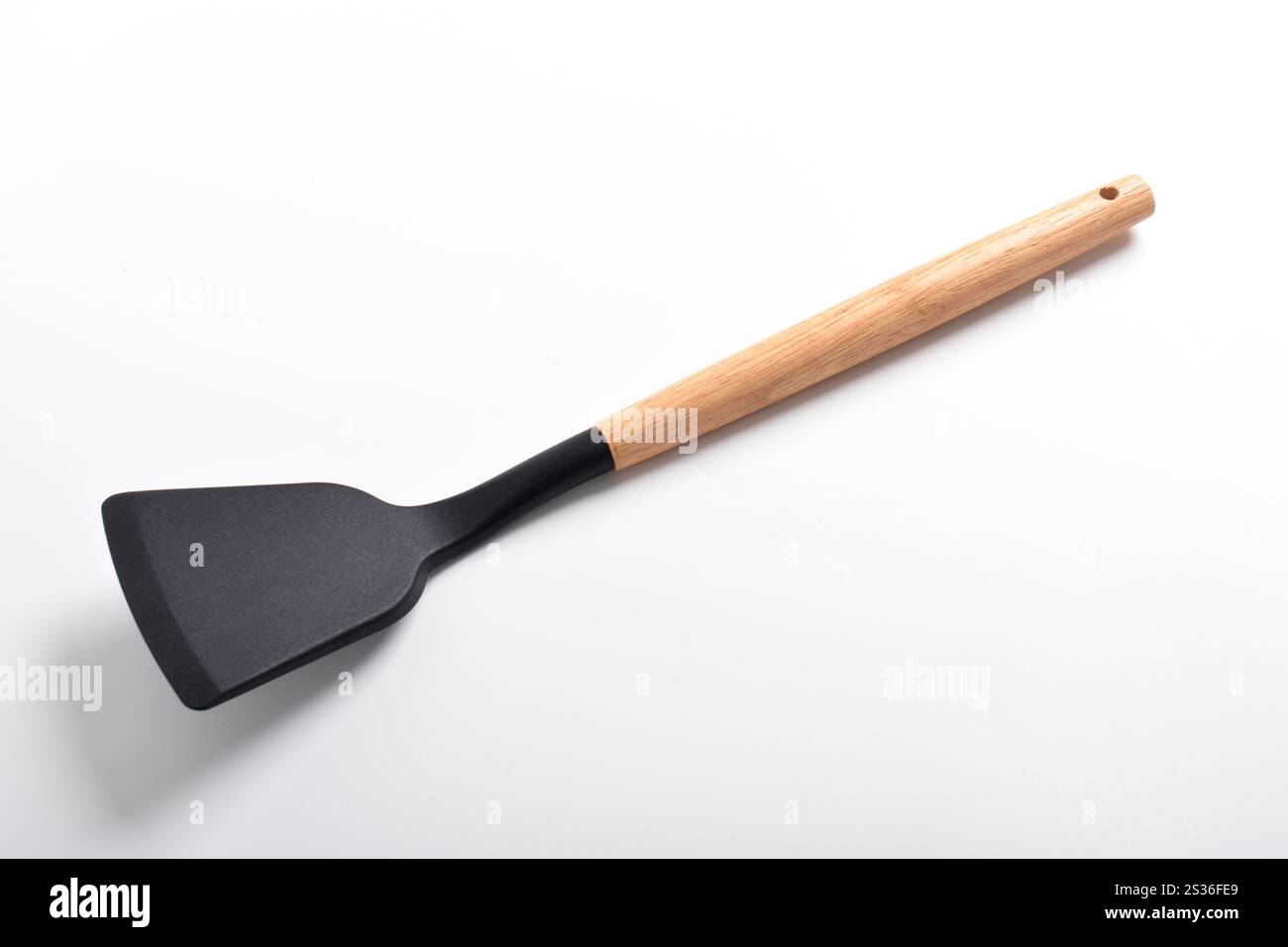 Kitchen spatula on isolated white background. Black silicone spatula ...