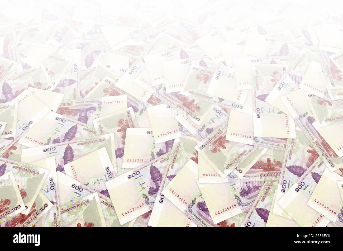 Pattern of 100 Cambodian riels banknote is national currency of ...