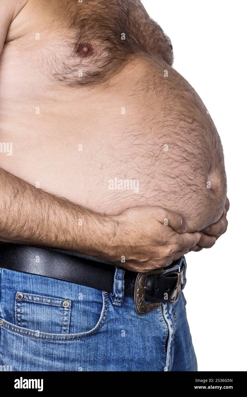 Man with overweight. Symbolic photo for beer belly, unsuccessful diets ...