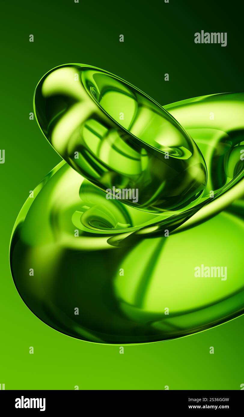 Abstract green gradient glass background, 3d rendering. 3D illustration ...