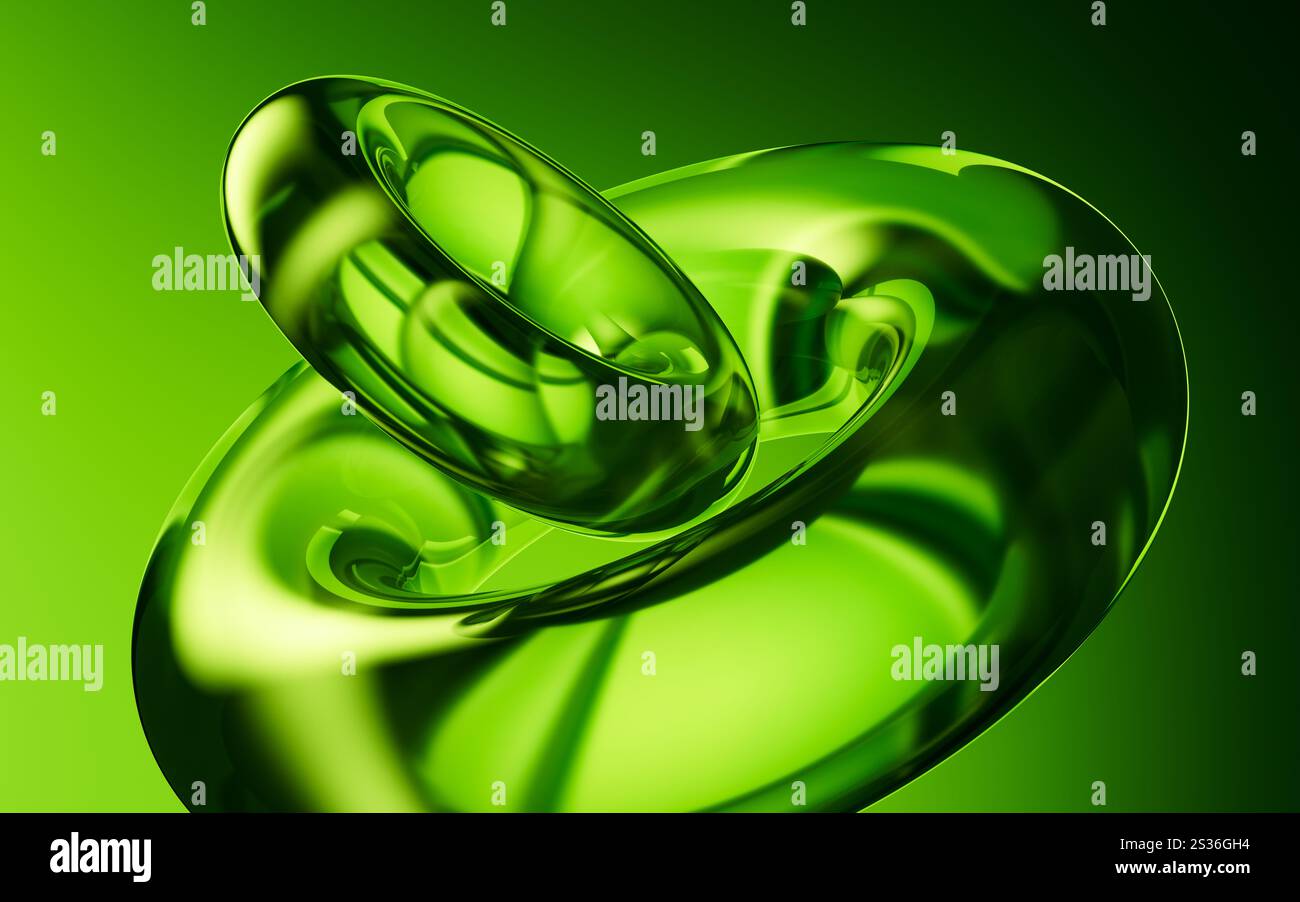 Abstract green gradient glass background, 3d rendering. 3D illustration ...