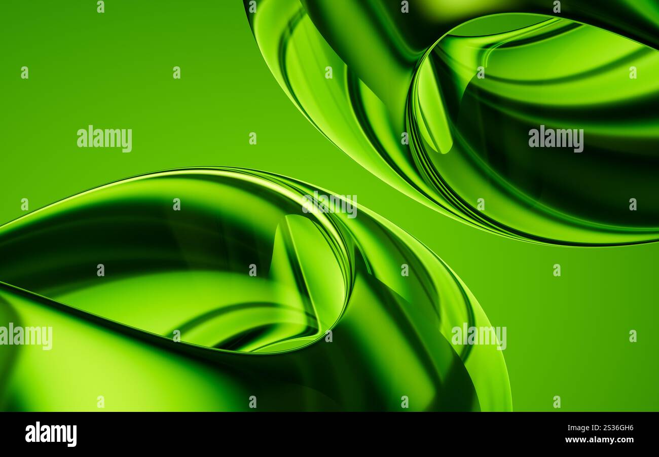 Abstract green gradient glass background, 3d rendering. 3D illustration ...