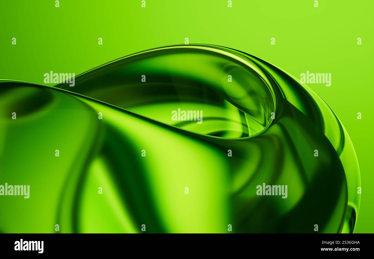 Abstract green gradient glass background, 3d rendering. 3D illustration ...
