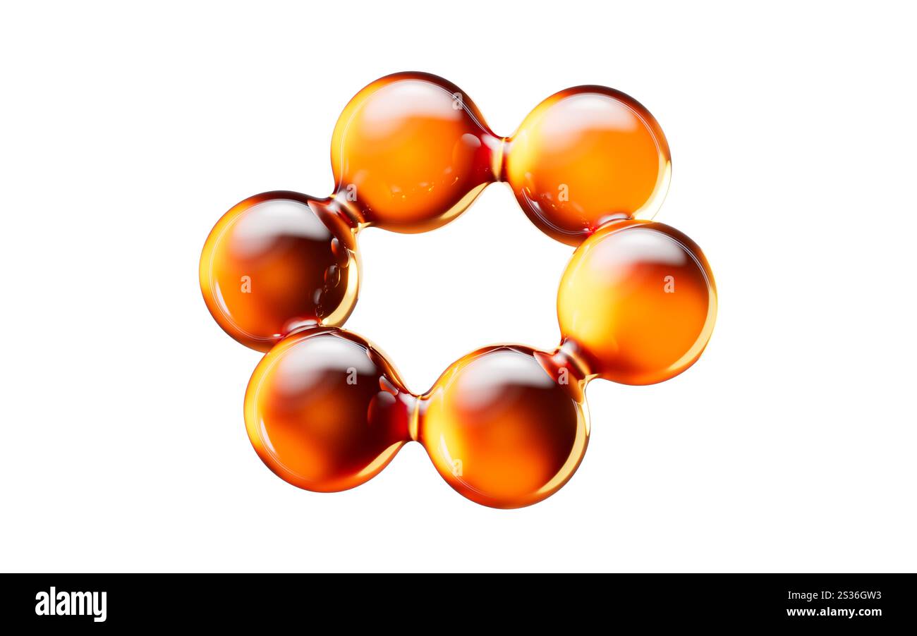 Golden molecules with biological and chemical concept, 3d rendering. 3D ...