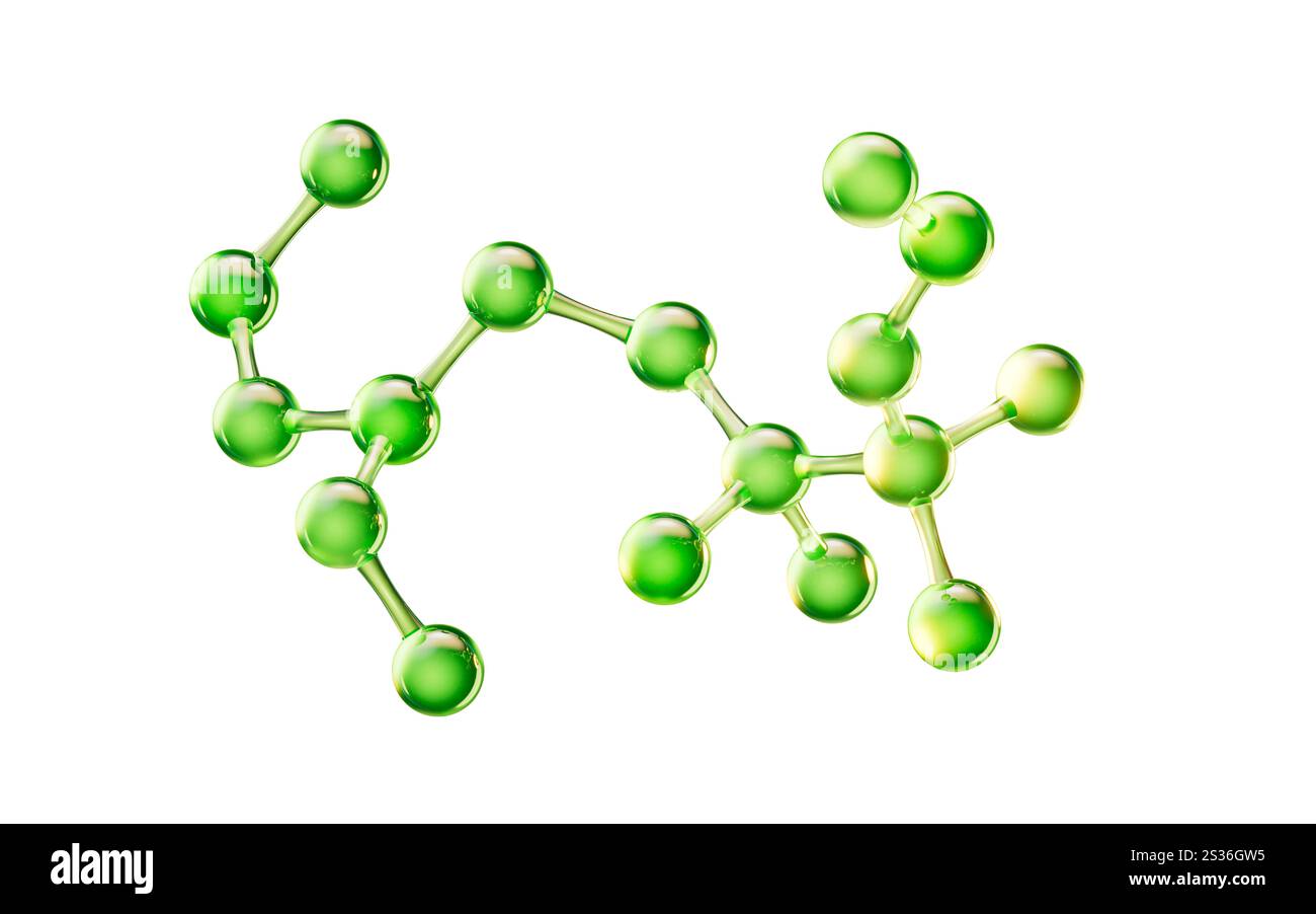 Transparent green biological molecule, 3d rendering. 3D illustration ...