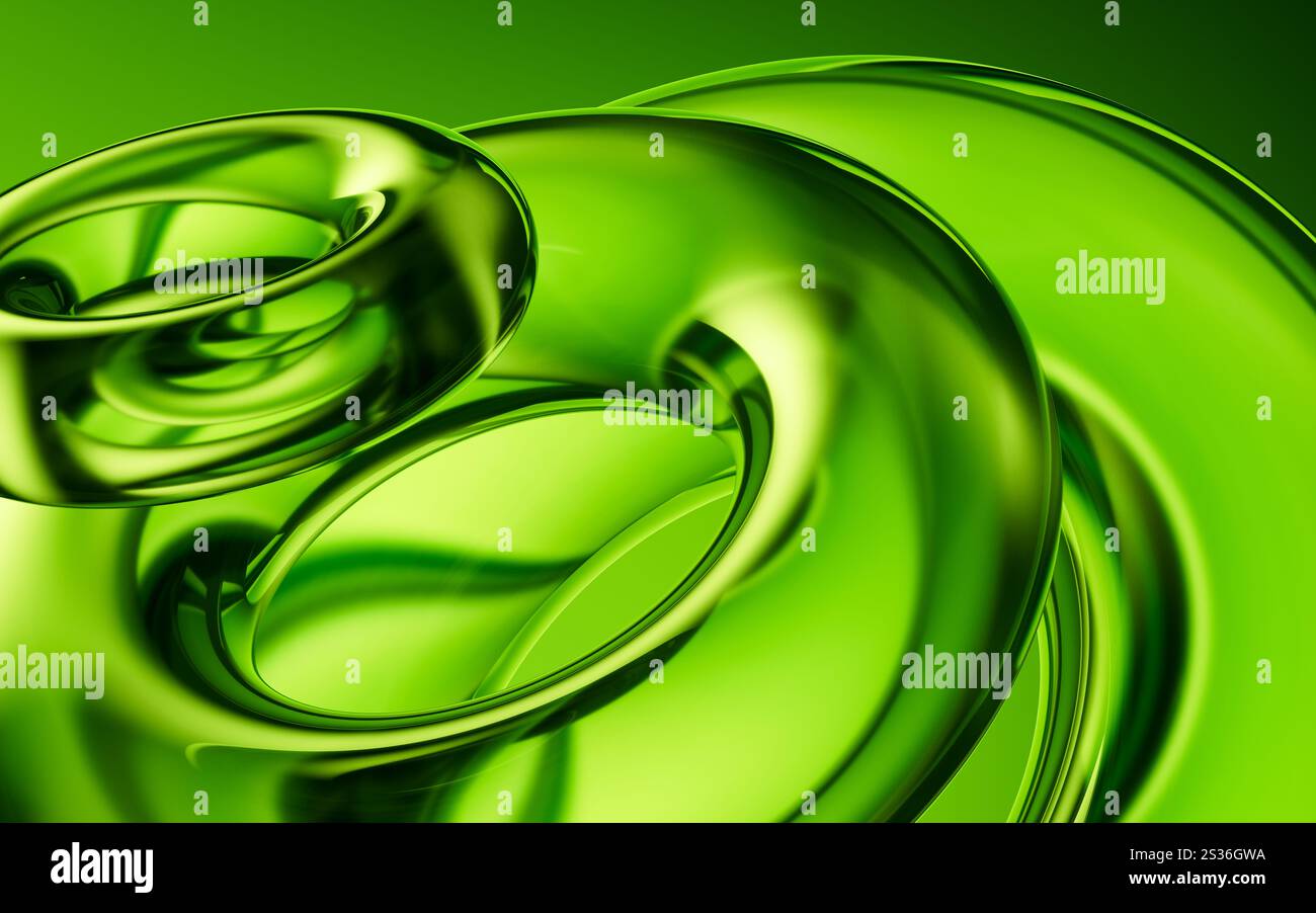 Abstract green gradient glass background, 3d rendering. 3D illustration ...