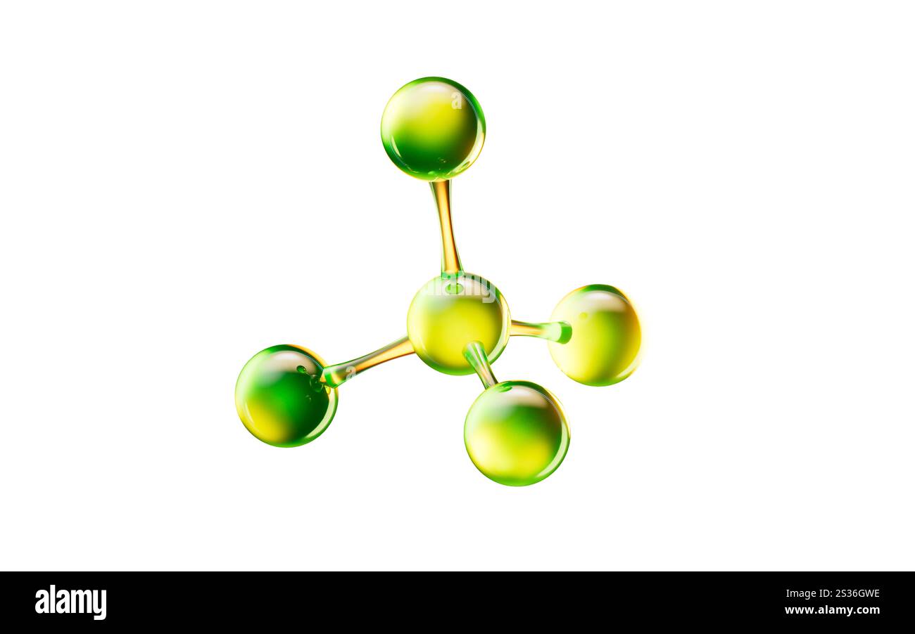 Transparent green biological molecule, 3d rendering. 3D illustration ...