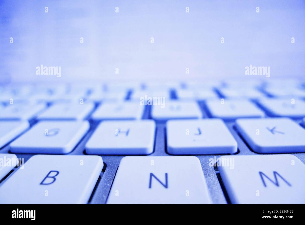 The keyboard of a computer in front of a screen. Data processing and ...