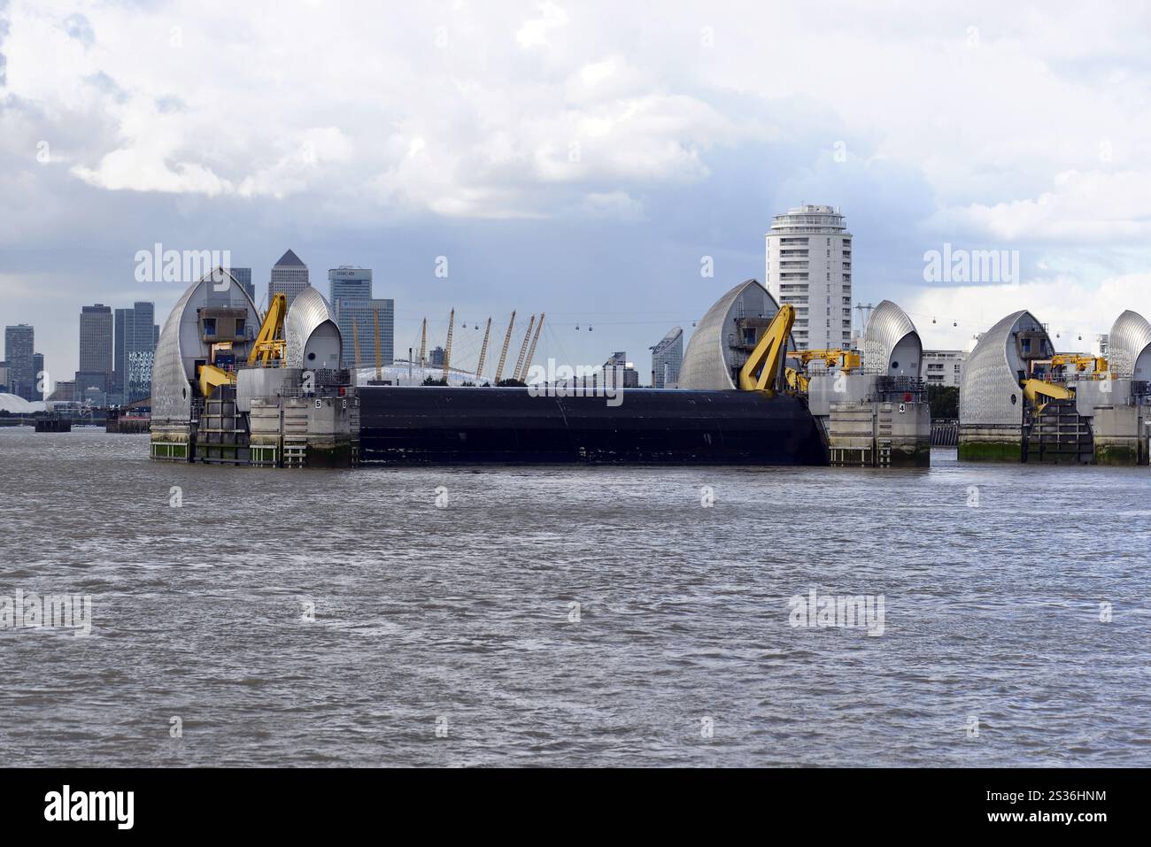 Tor Tor of the Thames Barrier in open normal position, flood defence ...