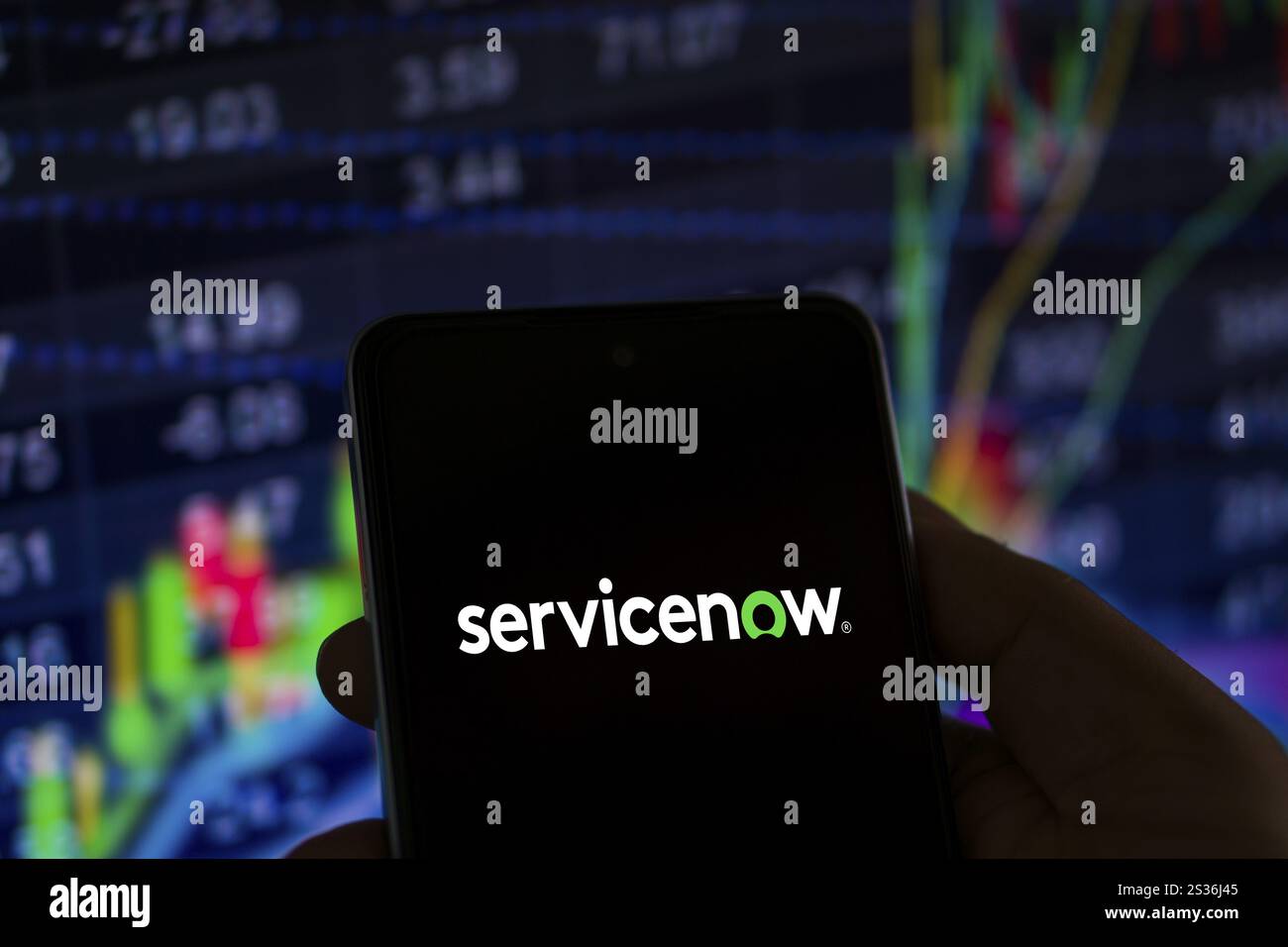 Cellphone with logo of American software company ServiceNow Inc Stock ...