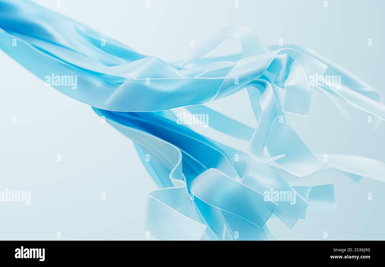 Transparent flowing fabric ribbons background, 3d rendering. 3D ...