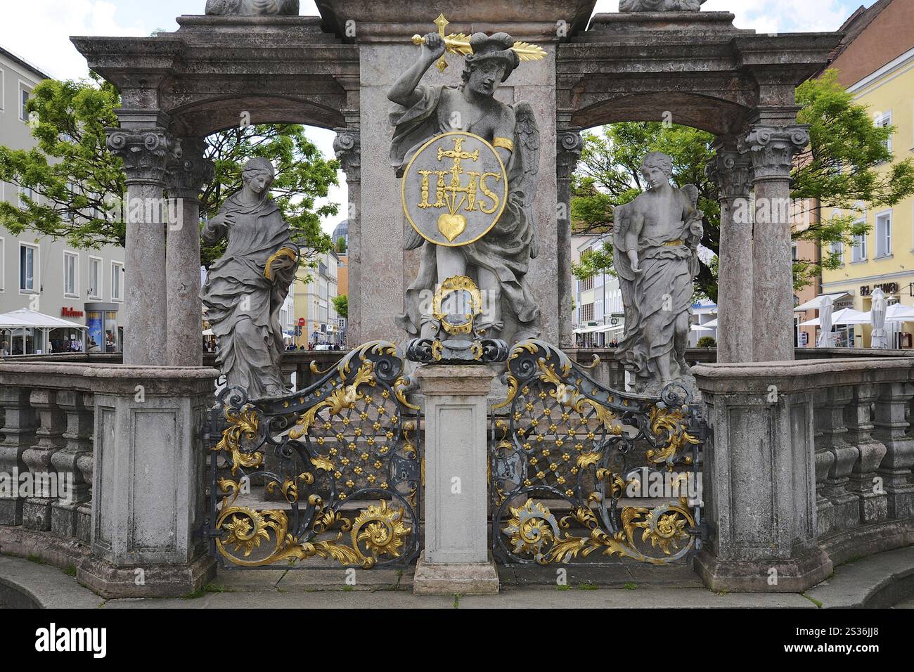 Detail of the Trinity Column in Straubing Bavaria with St Michael Stock ...
