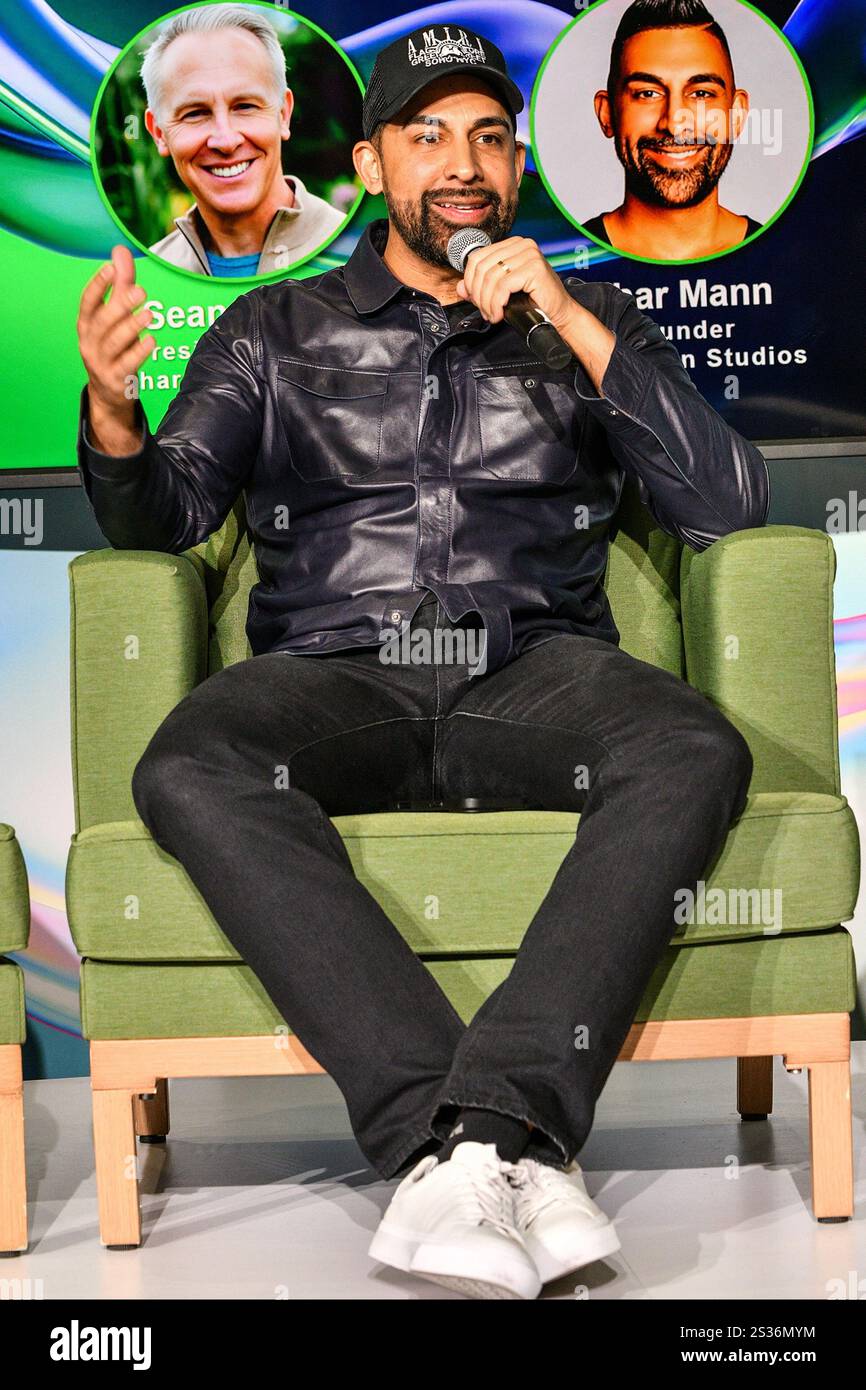 Las Vegas, NV, USA. 8th Jan, 2025. Dhar Mann speaks at during 'Building A Creator Space with ...