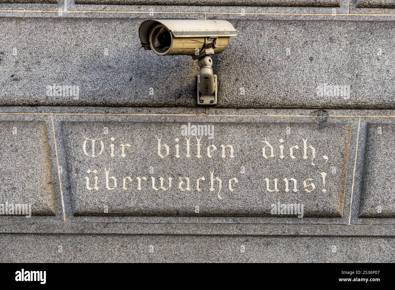 Surveillance camera on a building, symbol for surveillance, internal ...