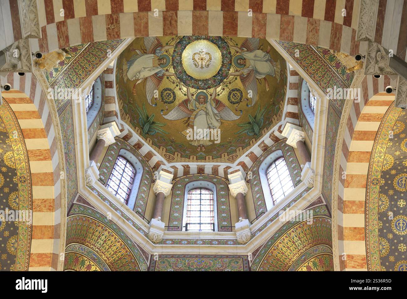 Dome of the crossing with mosaics, neo-Romanesque-Byzantine Marian ...