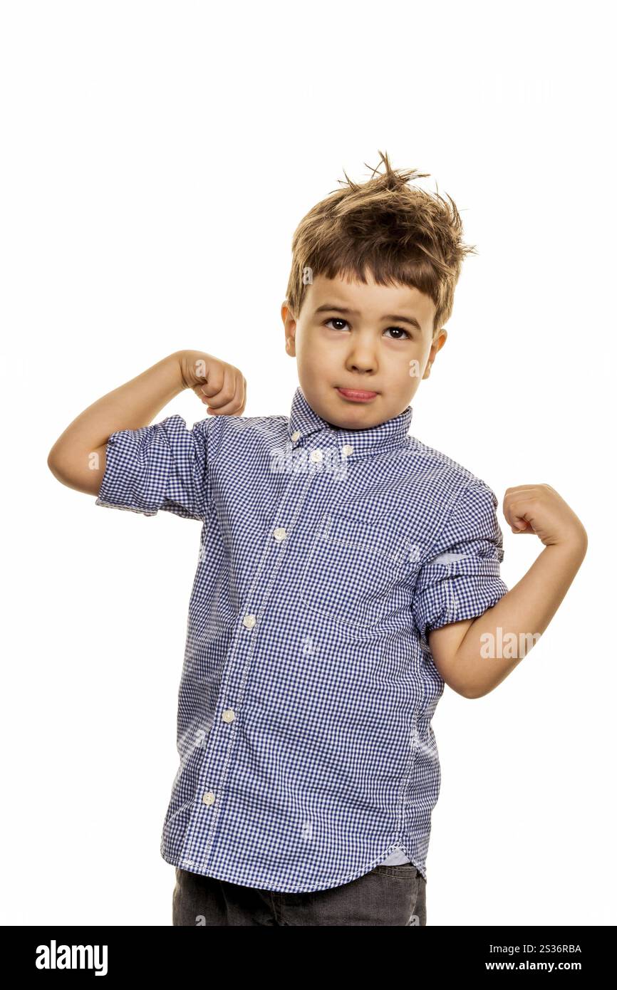Little boy in pose, symbol of childhood, insecurity Stock Photo - Alamy