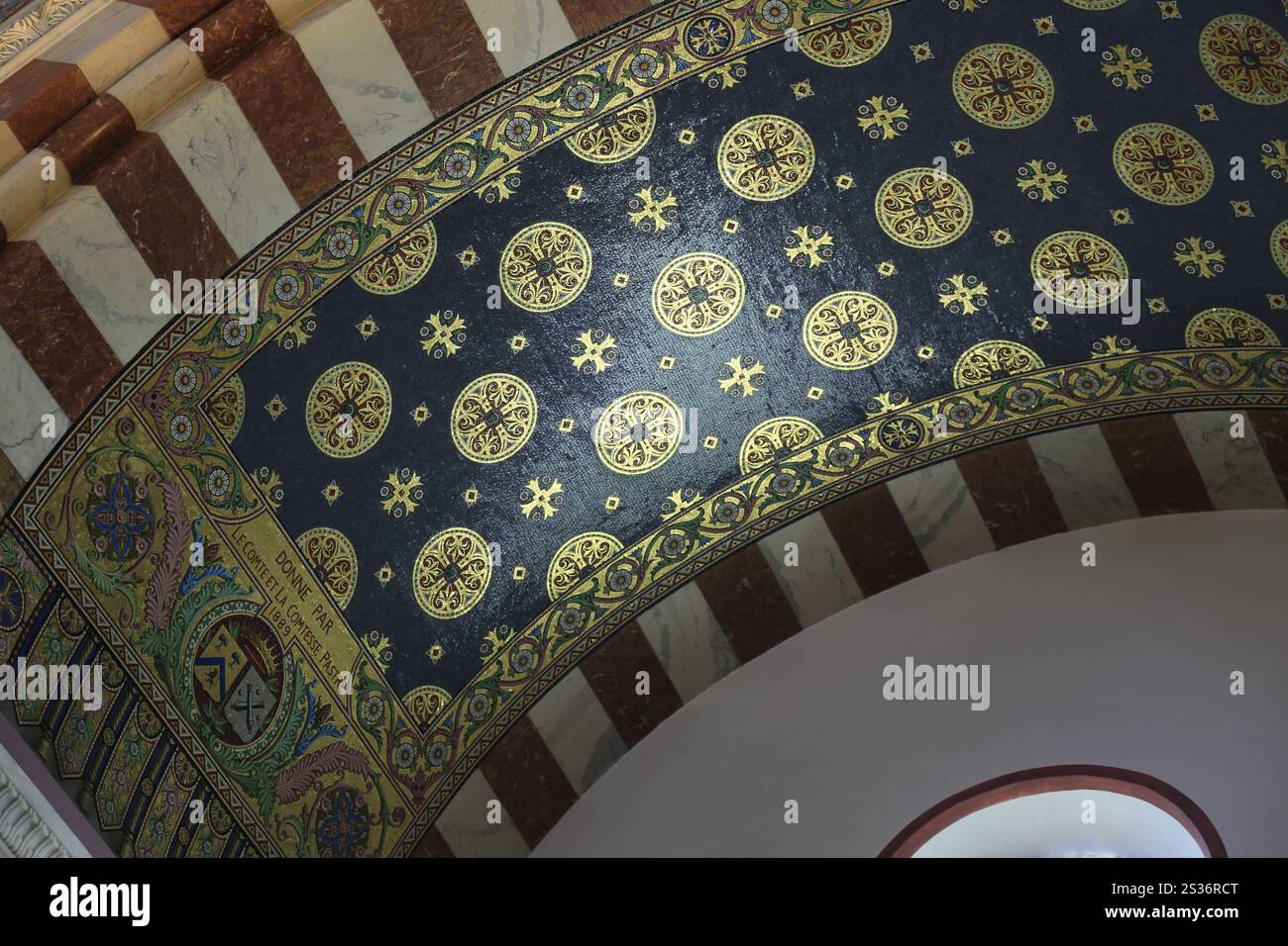 Ceiling mosaic, neo-Romanesque-Byzantine Marian pilgrimage church ...