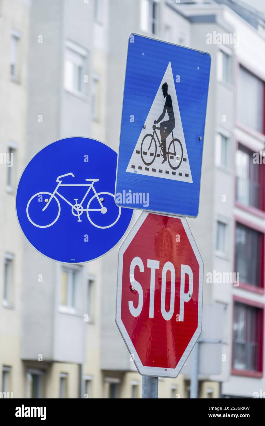 Road signs for cyclists, symbol for road traffic, cyclists, order ...