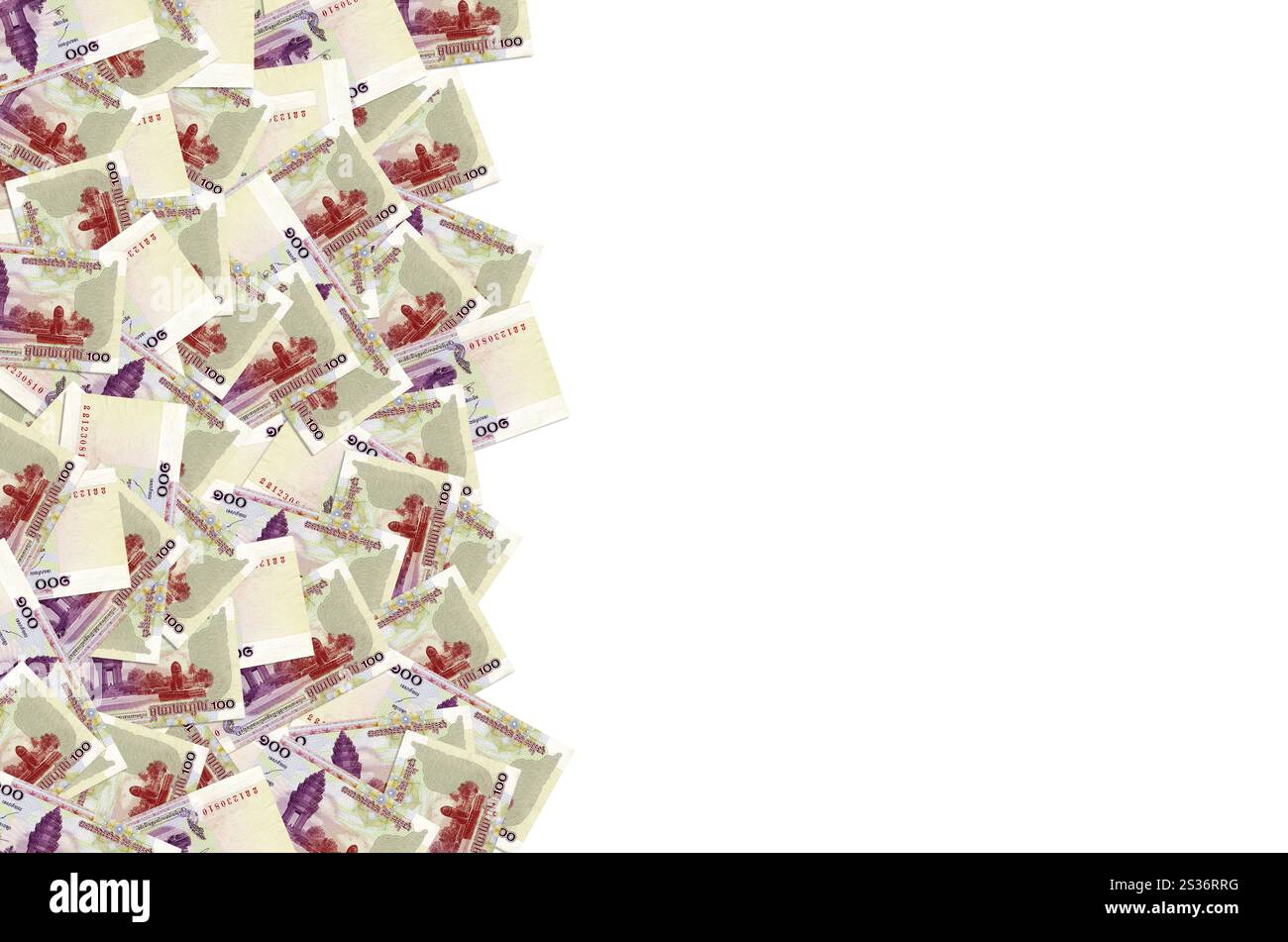 Pattern of 100 Cambodian riels banknote is national currency of ...