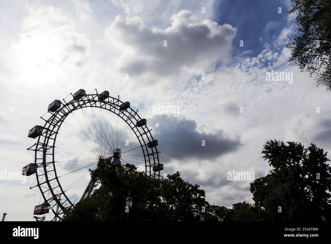 One of the landmarks of Vienna in Austria is the Giant Ferris Wheel in ...