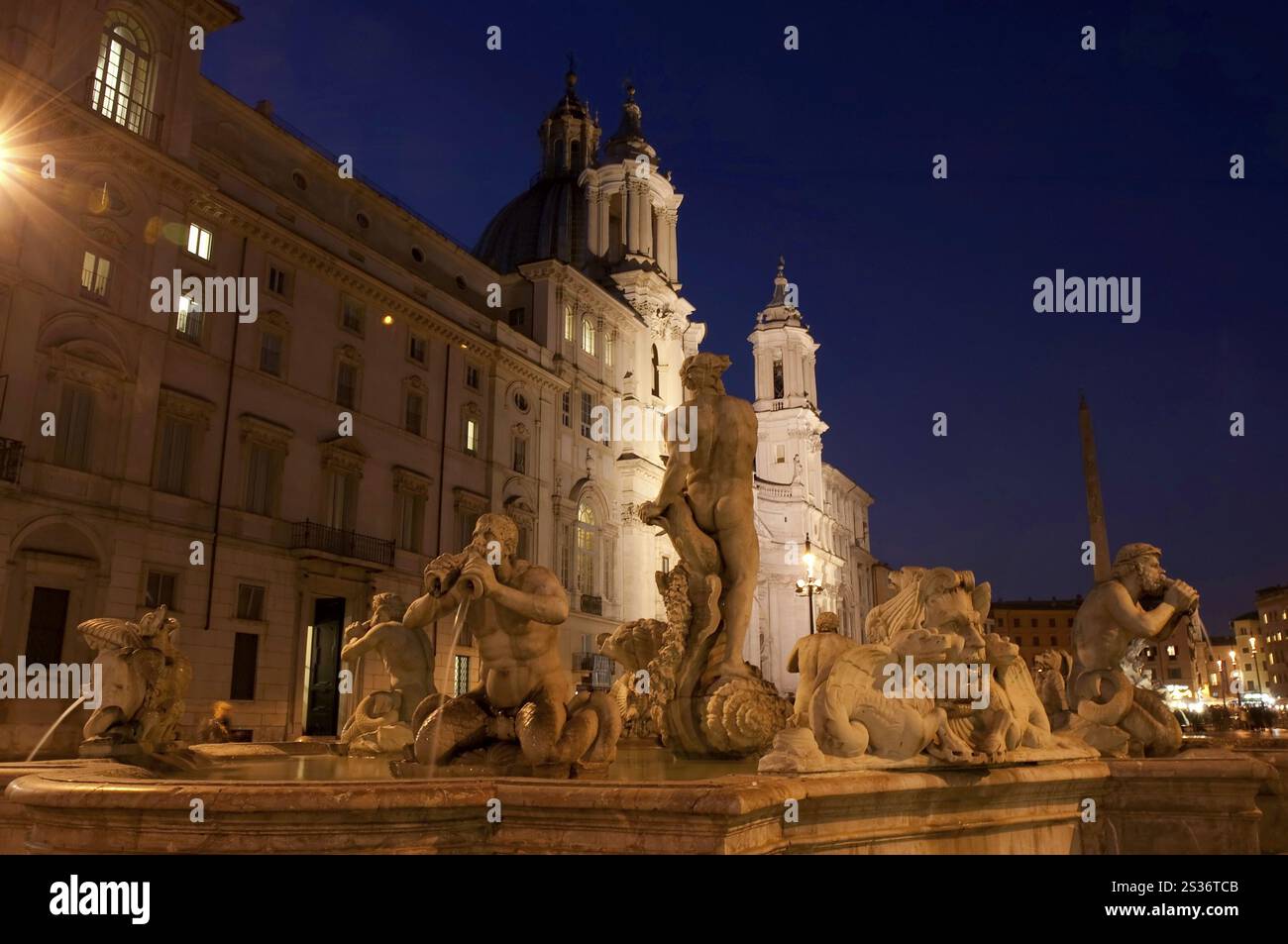 La Fontana del Moro Fountain of the Moor, Piazza Navona, Rome, Italy ...