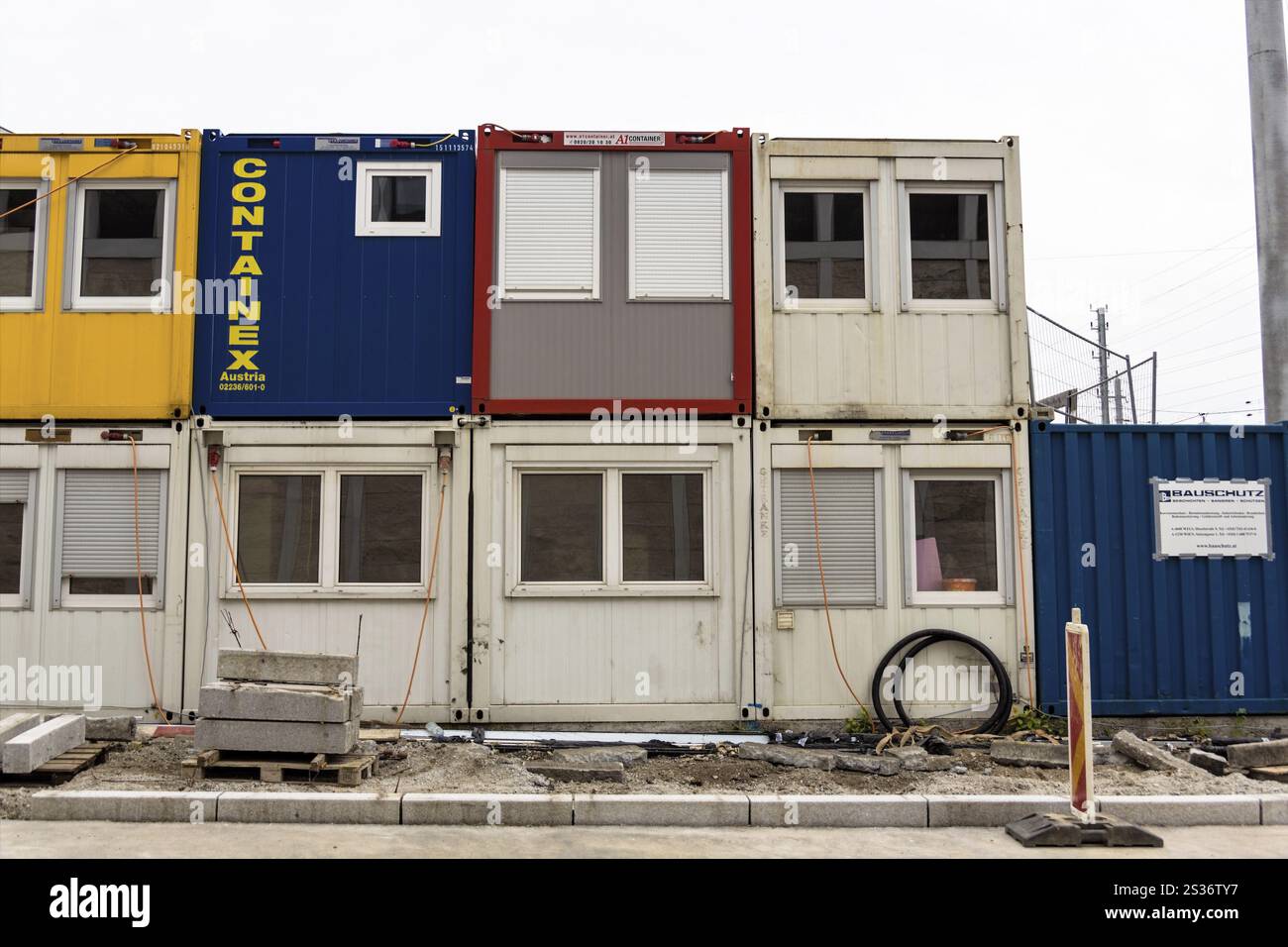 Container on a building site, symbolic photo for offices and housing ...