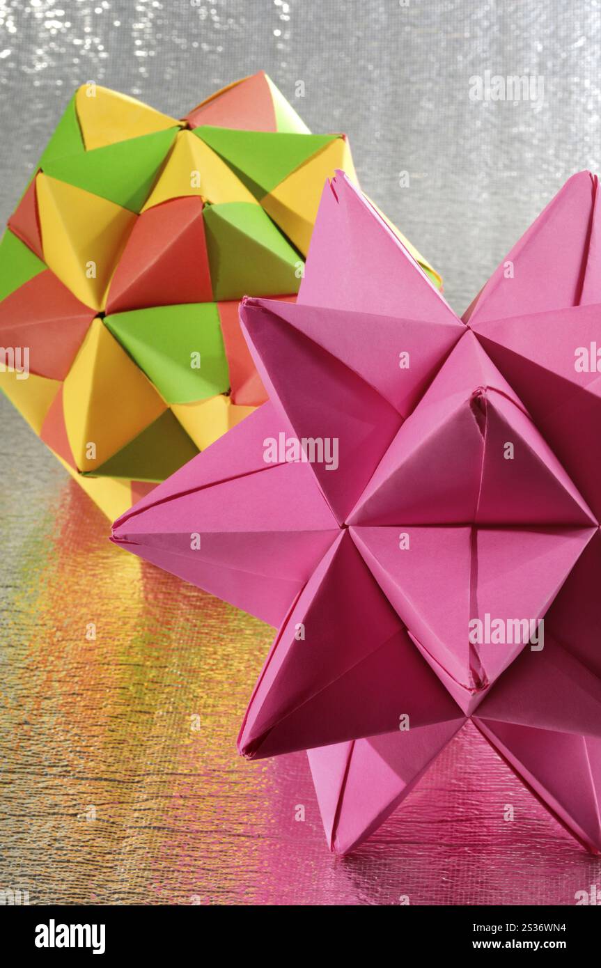 Colorful abstract Origami polyhedron figures Stock Photo - Alamy