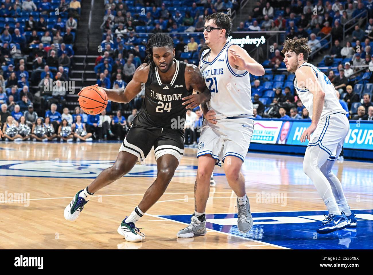 JANUARY 08, 2025: St. Bonaventure Bonnies center Noel Brown (24) tries ...