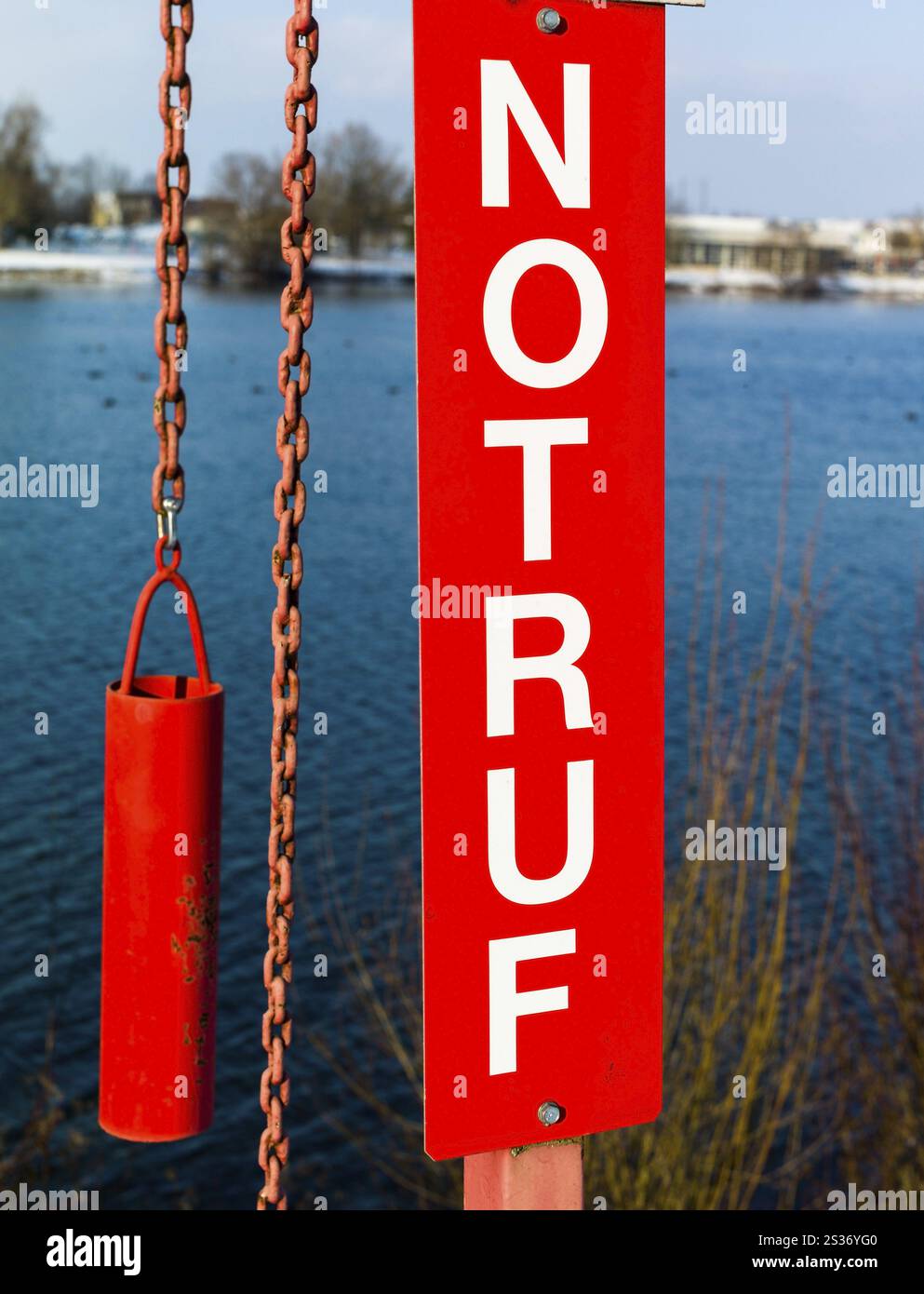 Emergency call sign, symbolic photo for help and rescue services ...