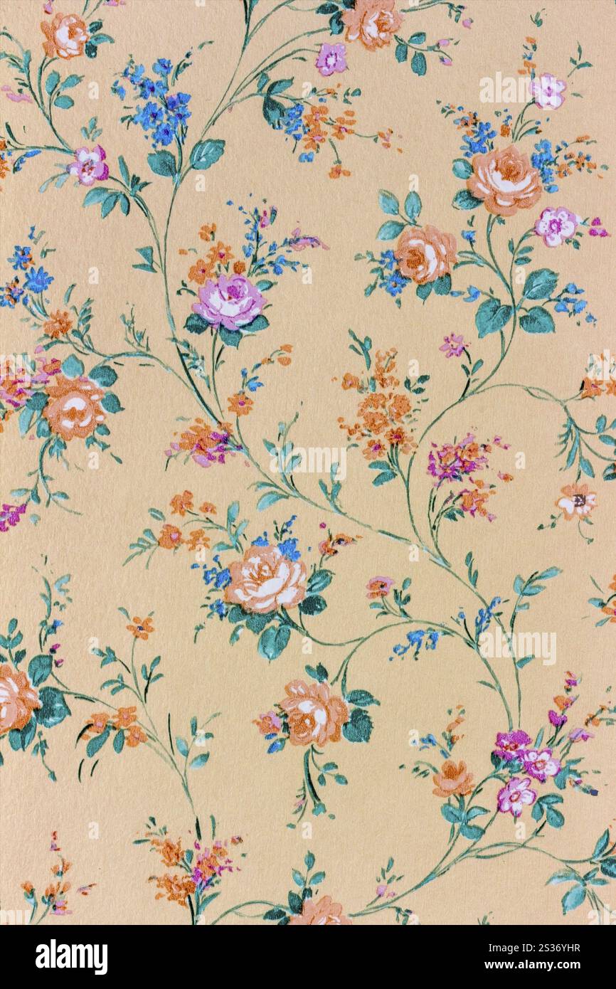 An old retro wallpaper with a floral pattern. Austria Stock Photo - Alamy