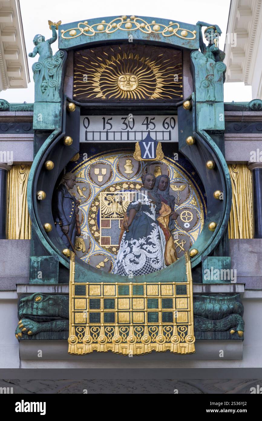 The Anker clock in Vienna, Austria at the Hoher Markt. Art nouveau ...